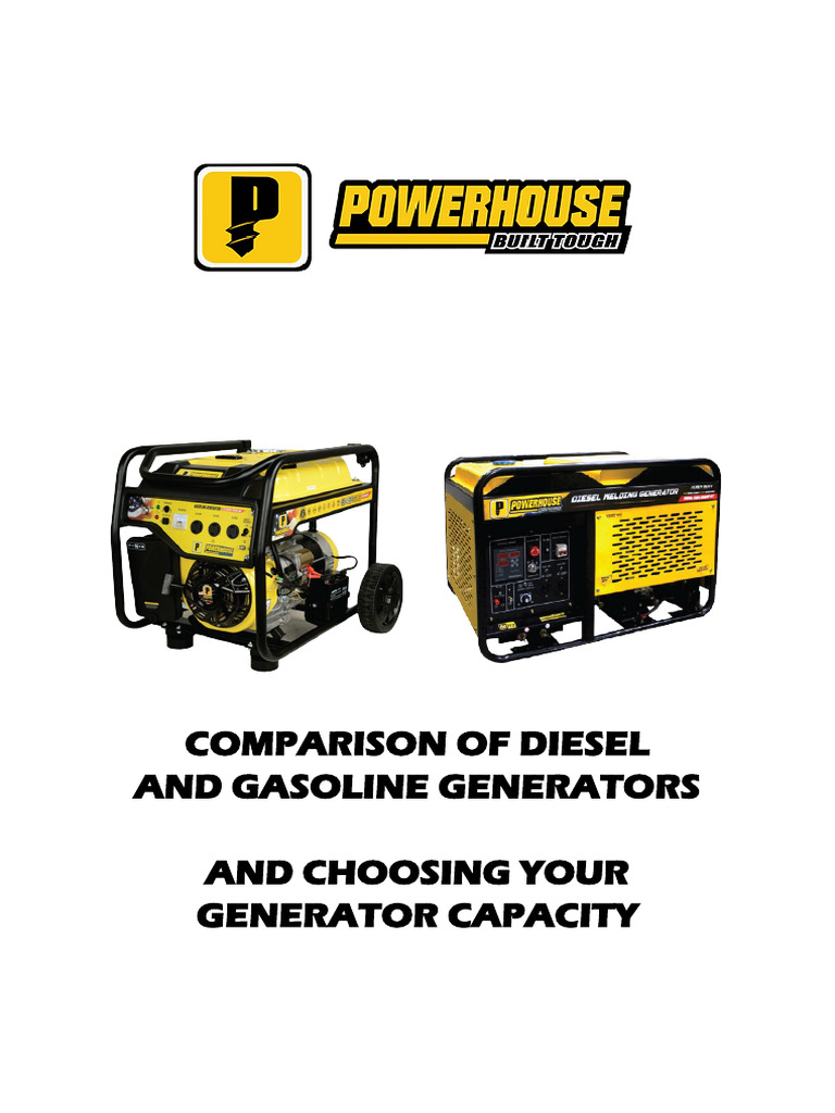 Generator Comparison and Sizing Capacity | PDF | Diesel Engine | Gasoline