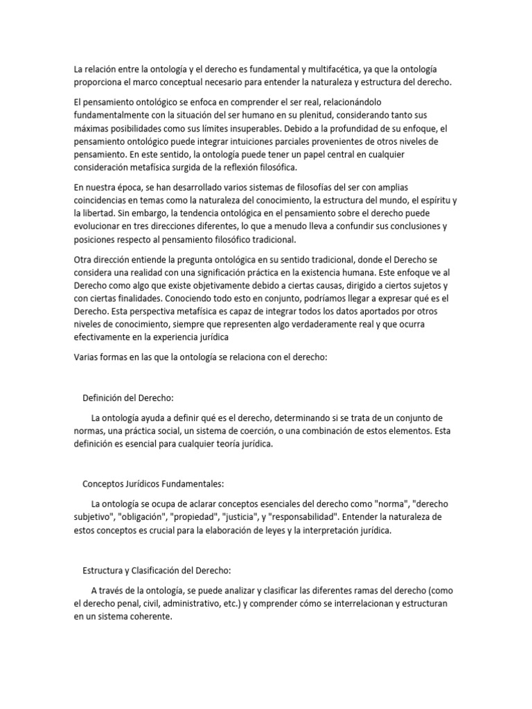Ontología del Derecho y su Definición | PDF | Ontología | Pensamiento