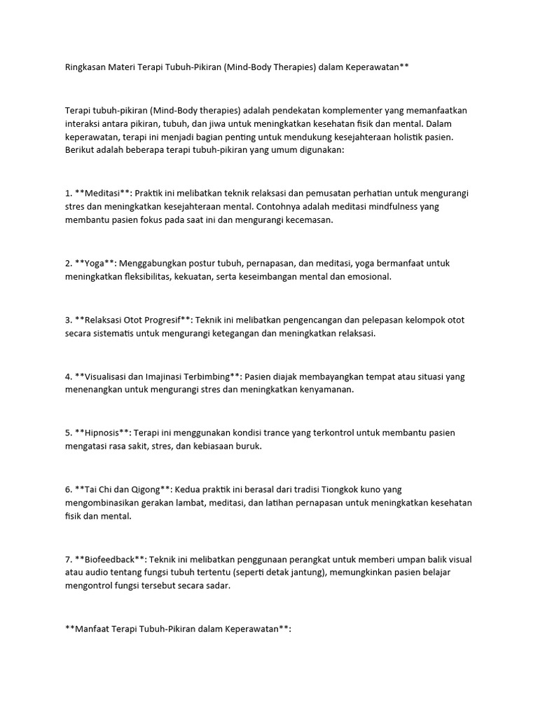 Ringkasan Materi Terapi Tubuh | PDF