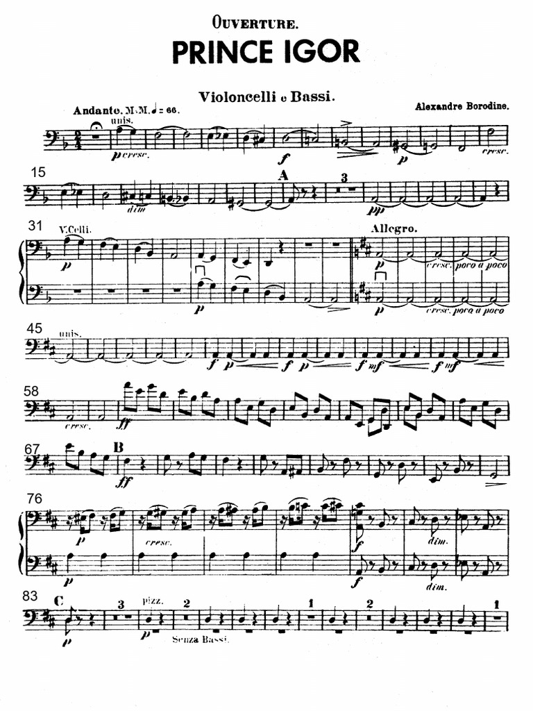 Borodin. Principe Igor - Chelo y Bajo | PDF