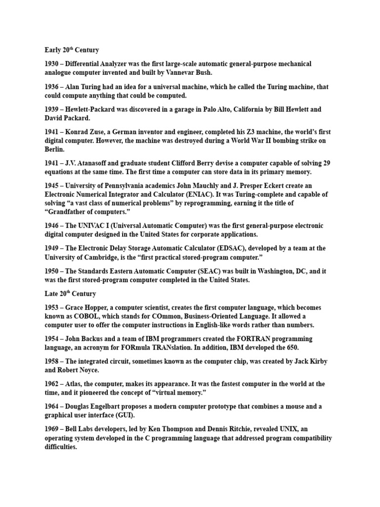 History of Computer | PDF | Personal Computers | Microprocessor