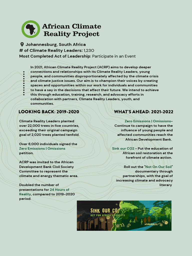 African Climate Reality Project One Pager and Staff Bios | PDF ...