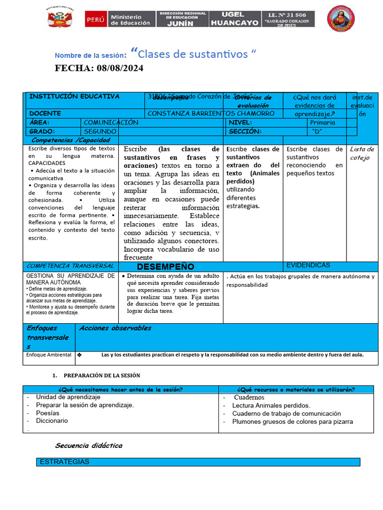 Sesión de Com. Clases de Sust | PDF | Aprendizaje | Evaluación