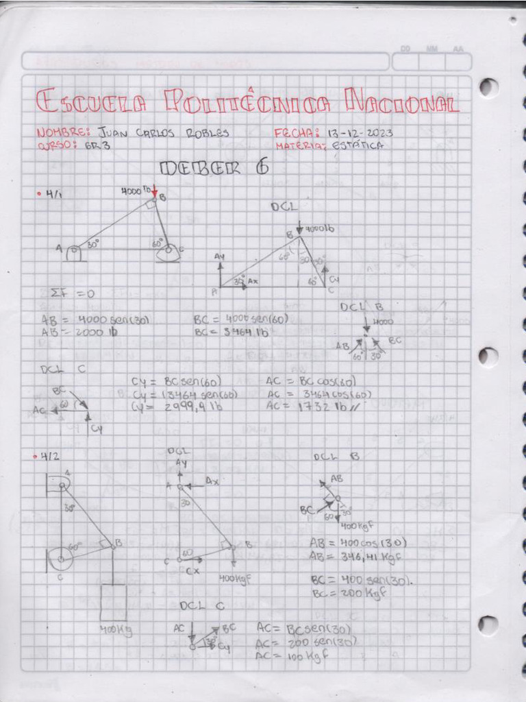 Deber 6 Estática Meriam | PDF