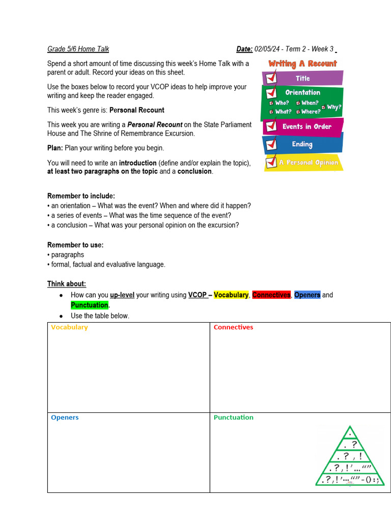 Grade 5/6 Personal Recount Guide | PDF