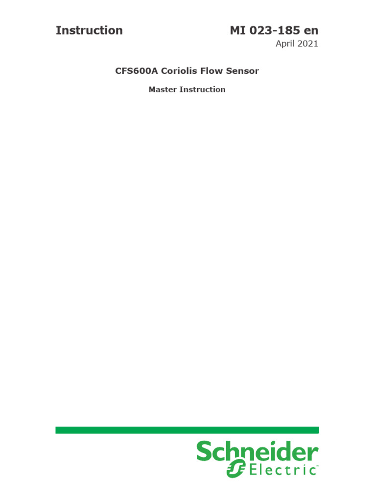 Instruction MI 023-185 En: CFS600A Coriolis Flow Sensor | PDF | Flow Measurement | Gases