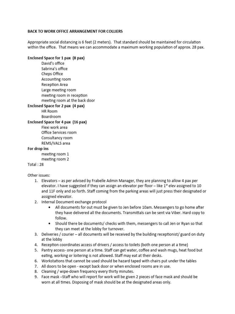 Draft Notice Back To Work | PDF
