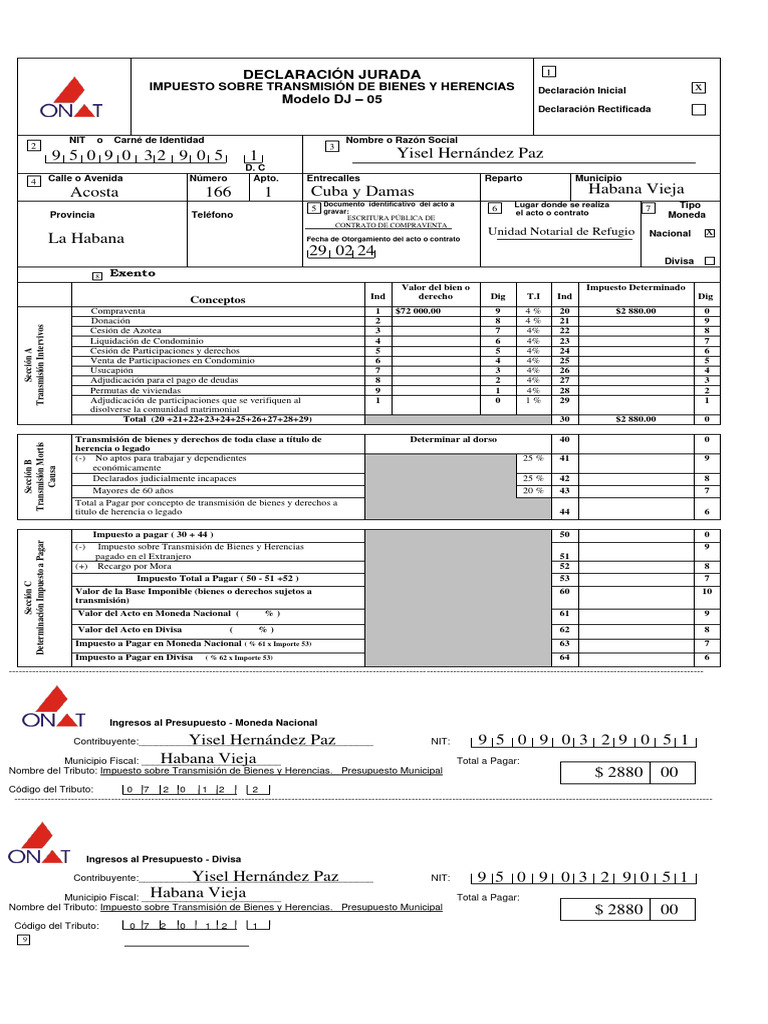 DJ-05 Declaración Jurada - Yisel | PDF | Impuestos | Economias