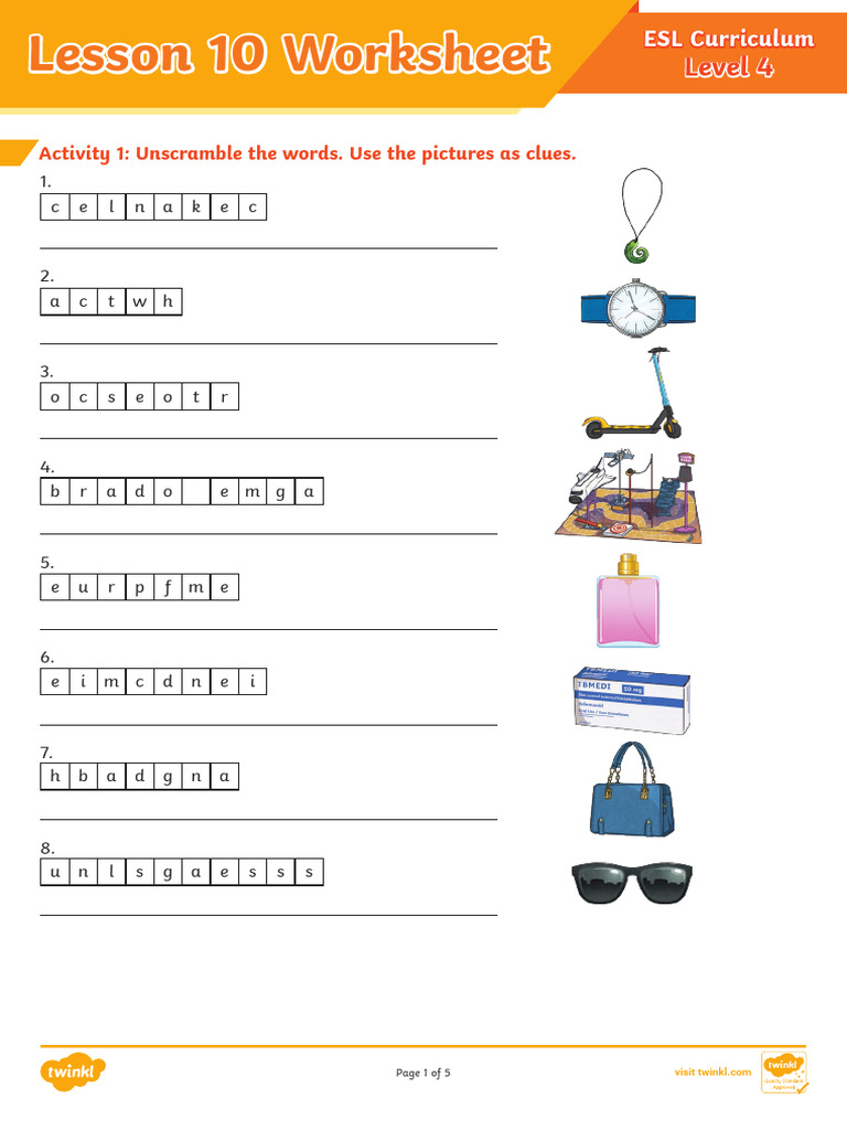 ESL Level 4: Possessive Practice | PDF | English As A Second Or Foreign ...