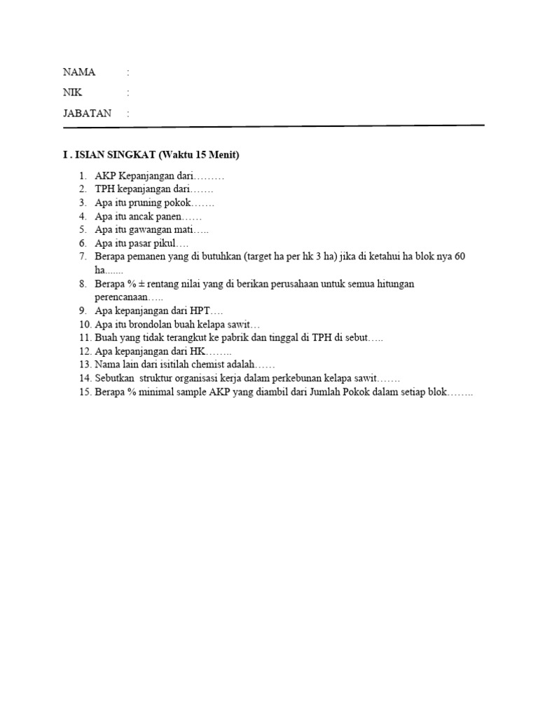 Soal Untuk Mandor | PDF | Teknologi & Rekayasa