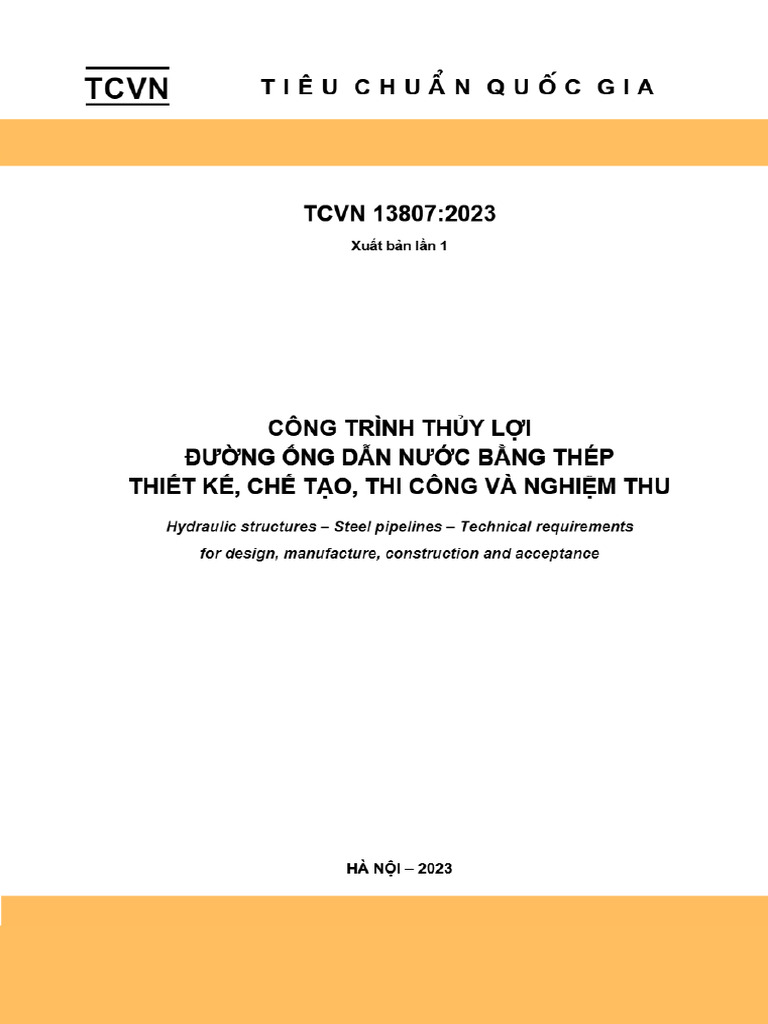 TCVN 13807-2023 Công Trình Thủy Lợi - Đường Ống Dẫn Nước Bằng Thép ...