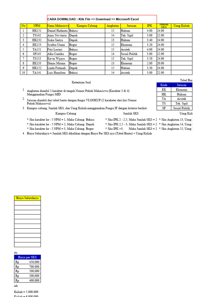 Panduan Download Data Excel Mahasiswa | PDF