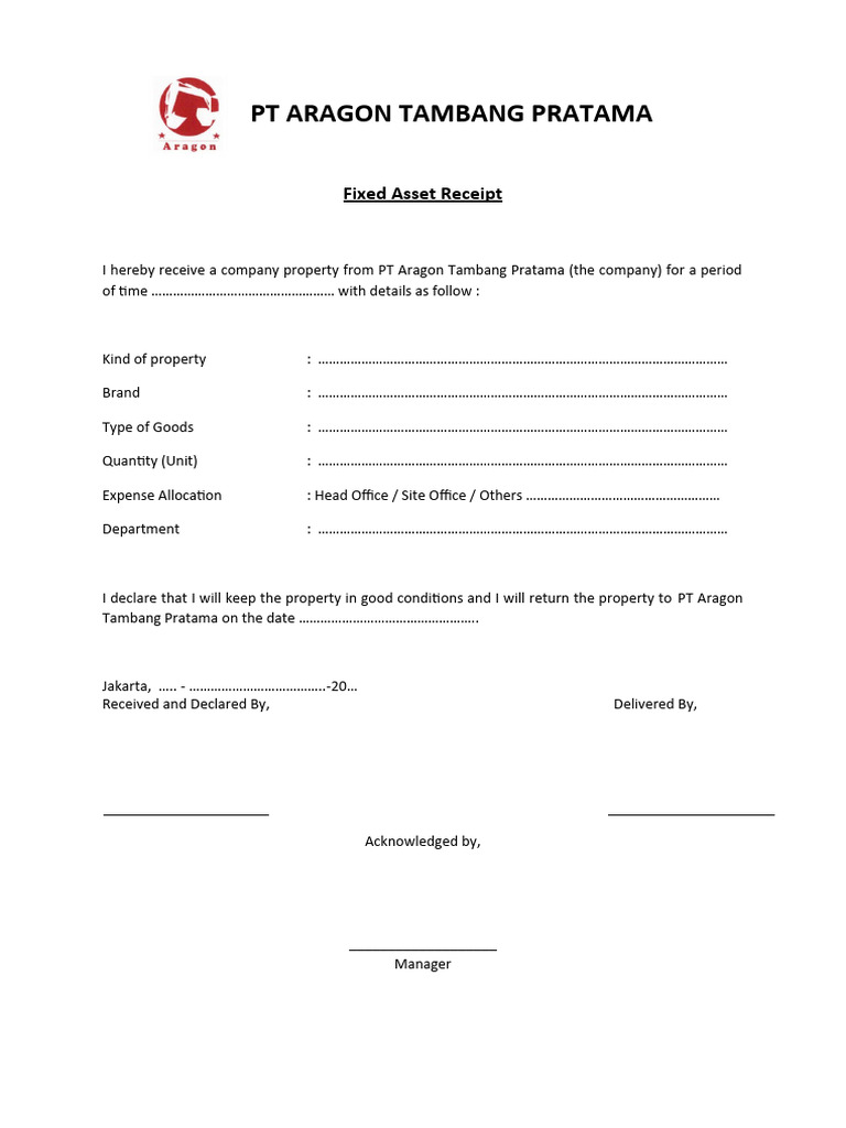 Fixed Asset - Receipt | PDF