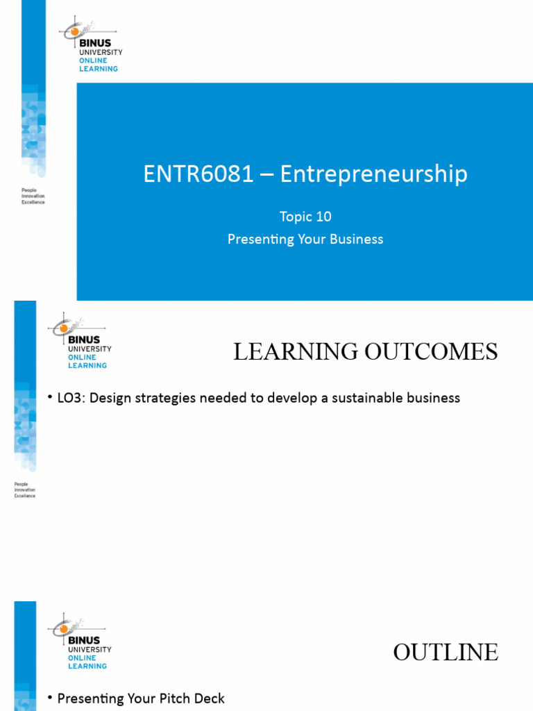 PPT10 - Presenting Your Business | PDF | Startup Company | Small Business & Entrepreneurs