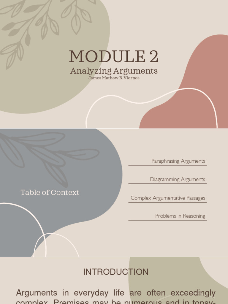 Introduction to Logic Module 2 Analyzing Arguments | PDF | Argument | Logic Introduction to Logic Module 2 Analyzing Arguments | PDF | Argument | Logic