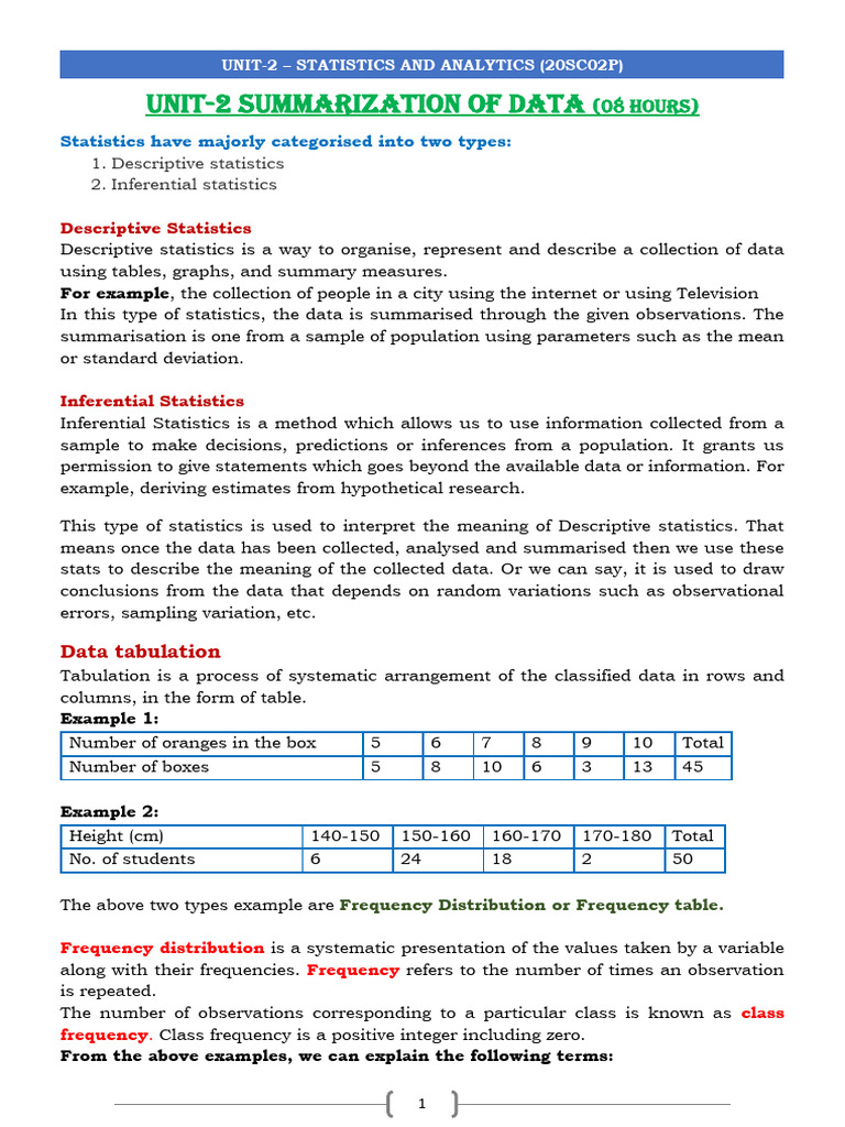 Unit-2-Statistics-Analytics | PDF | Histogram | Statistics