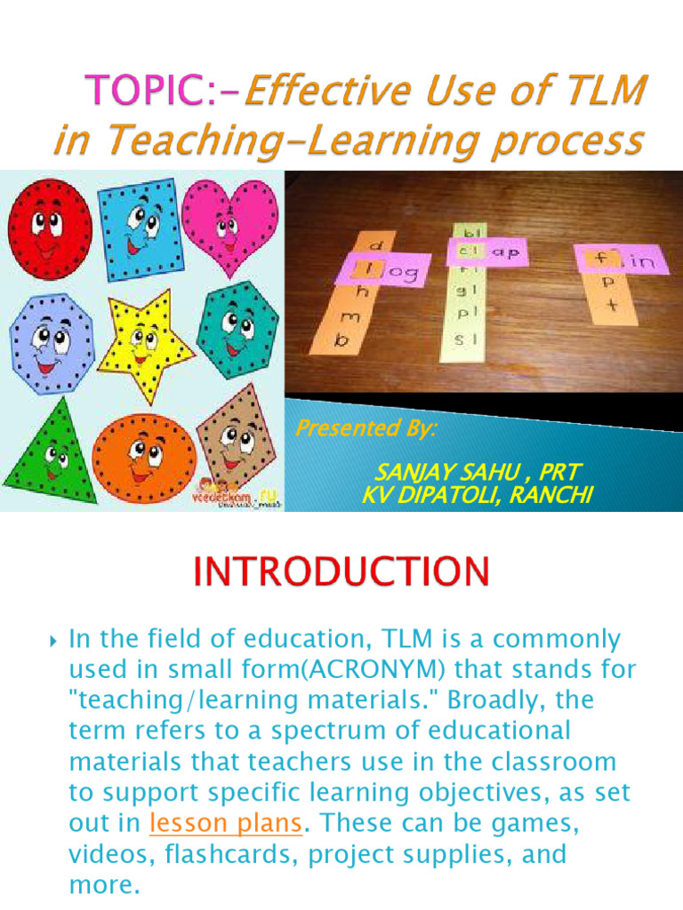 Effective Use of TLM in Teaching-Learning Process | PDF | Learning | Teachers