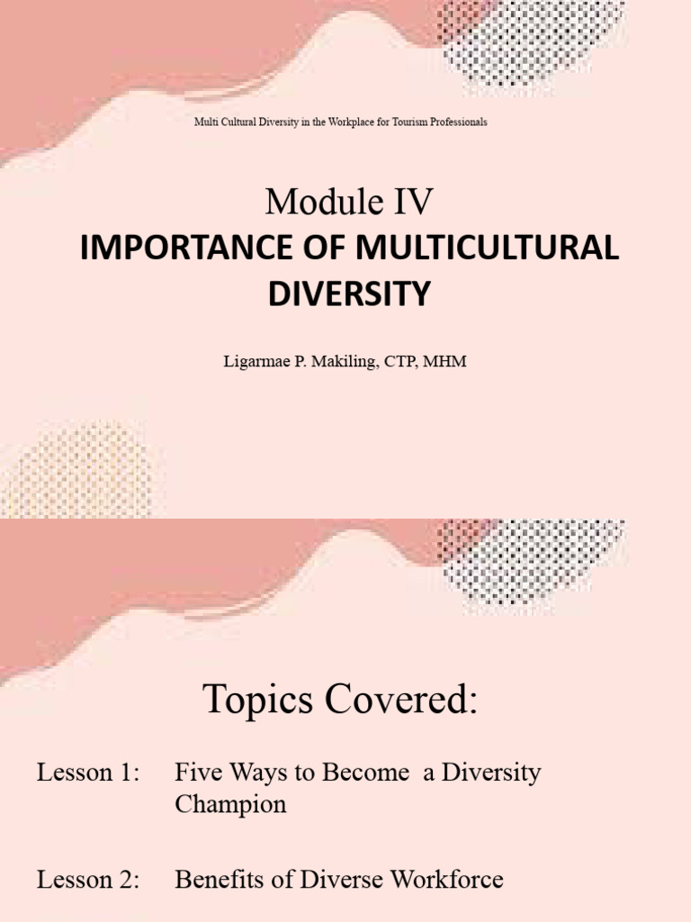 Module 4 (All Lessons) | PDF | Multiculturalism | Diversity (Business)
