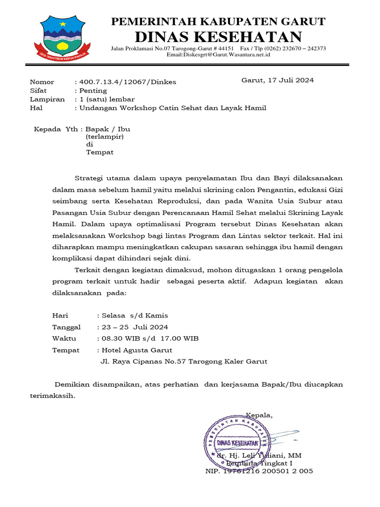 Undangan WS Catin Sehat Dan Layak Hamil | PDF