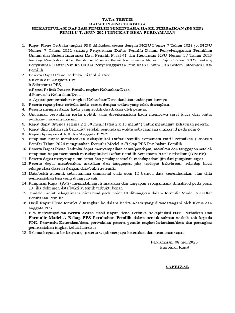 Draft Tatib Rekap PPS | PDF | Politik | Ilmu Sosial