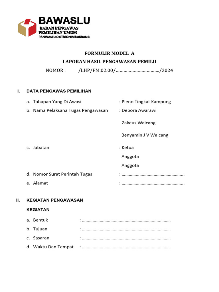 Laporan Pengawasan Pleno Pemilu 2024 | PDF
