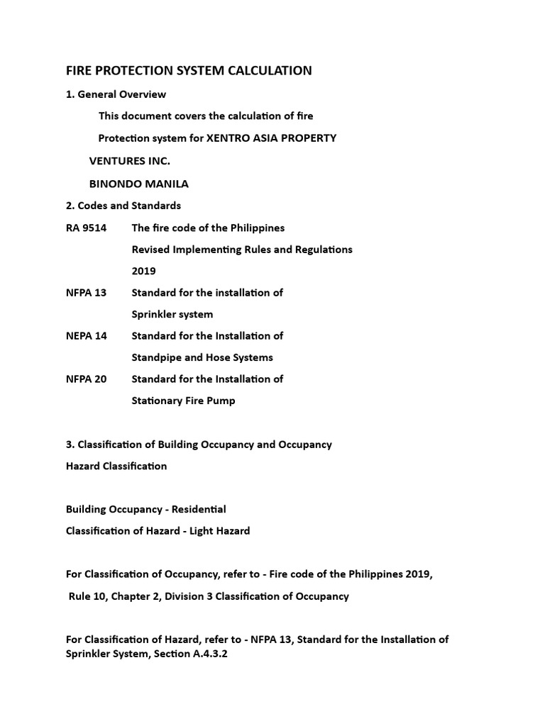 Fire Protection System Calculation | PDF | Fire Sprinkler System ...