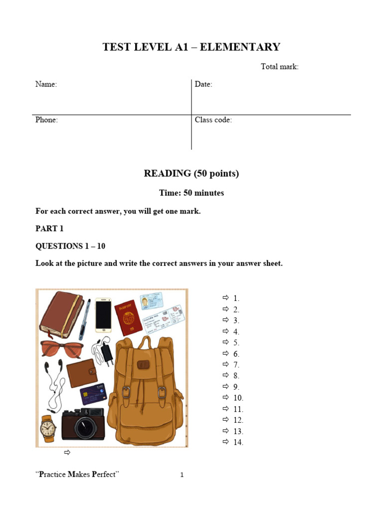 A1 - Test unit 1 đến 4 | PDF | Vietnam