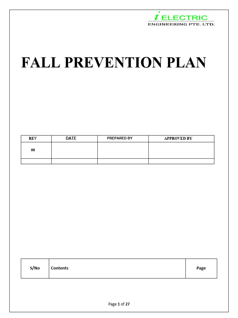 FALL PREVENTION PLAN (Reviewed) | PDF | Risk | Occupational Safety And ...