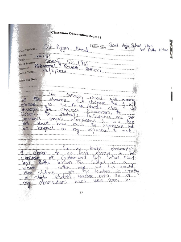 Observation Reports | PDF