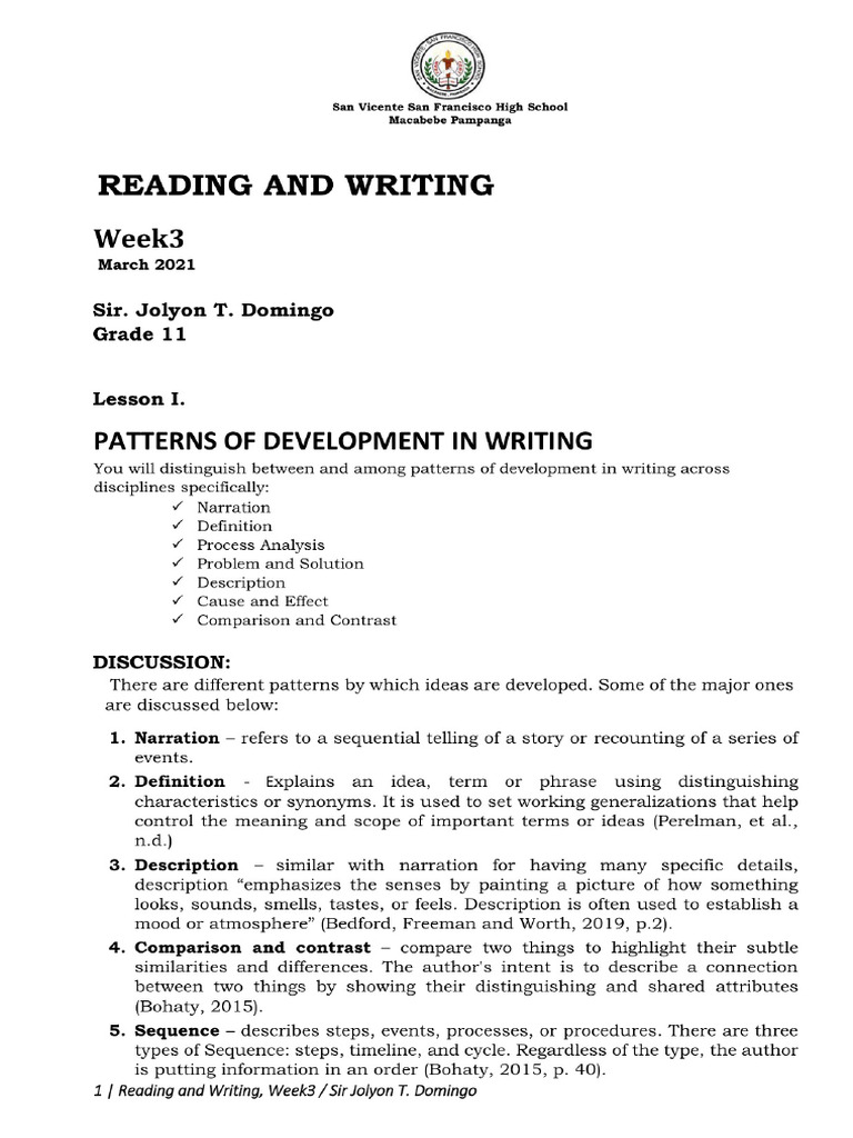 Reading and Writing Week3 | PDF