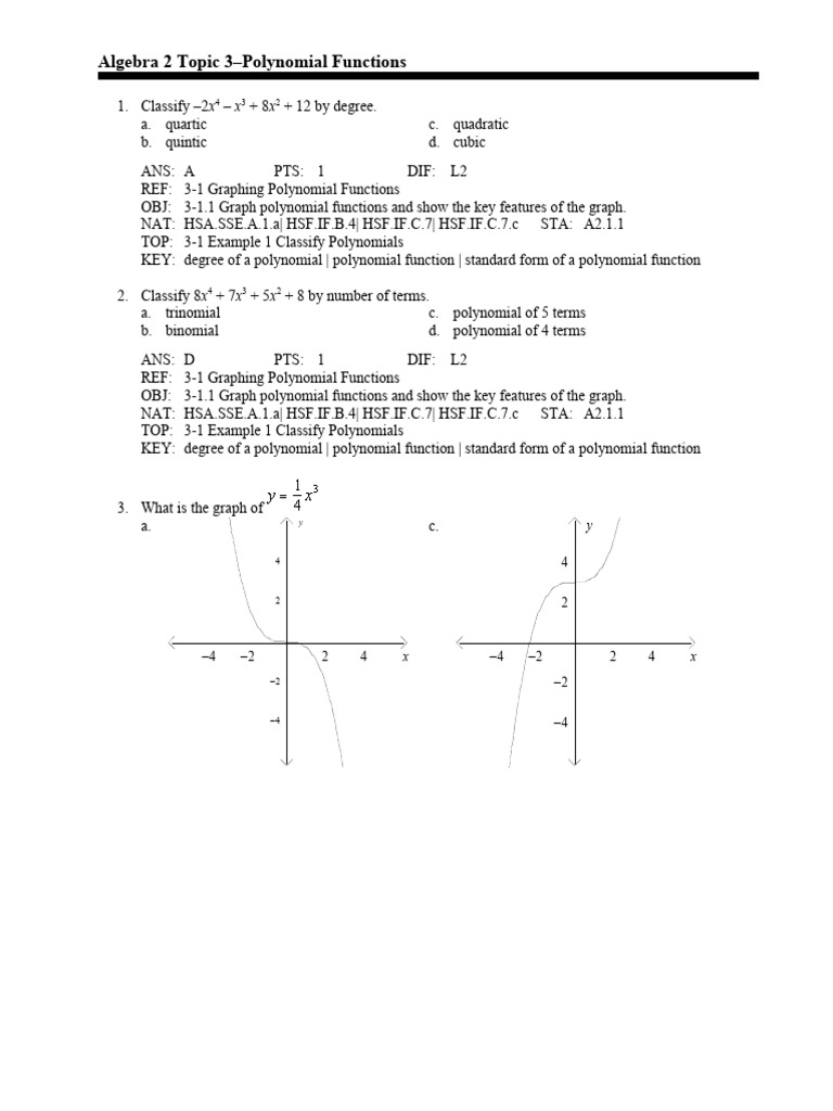 Algebra 2 Topic 3 Question Bank | PDF | Polynomial | Mathematics