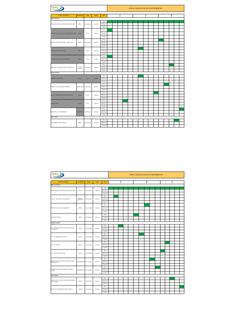 Jadwal Training 2023 - Bpu Shrimp | PDF | Food Industry | Food Safety
