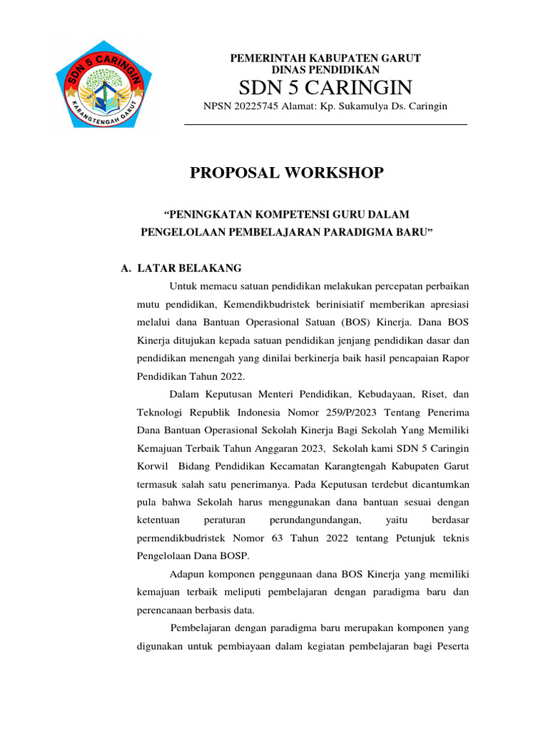 Proposal Kegiatan Workshop Pdf