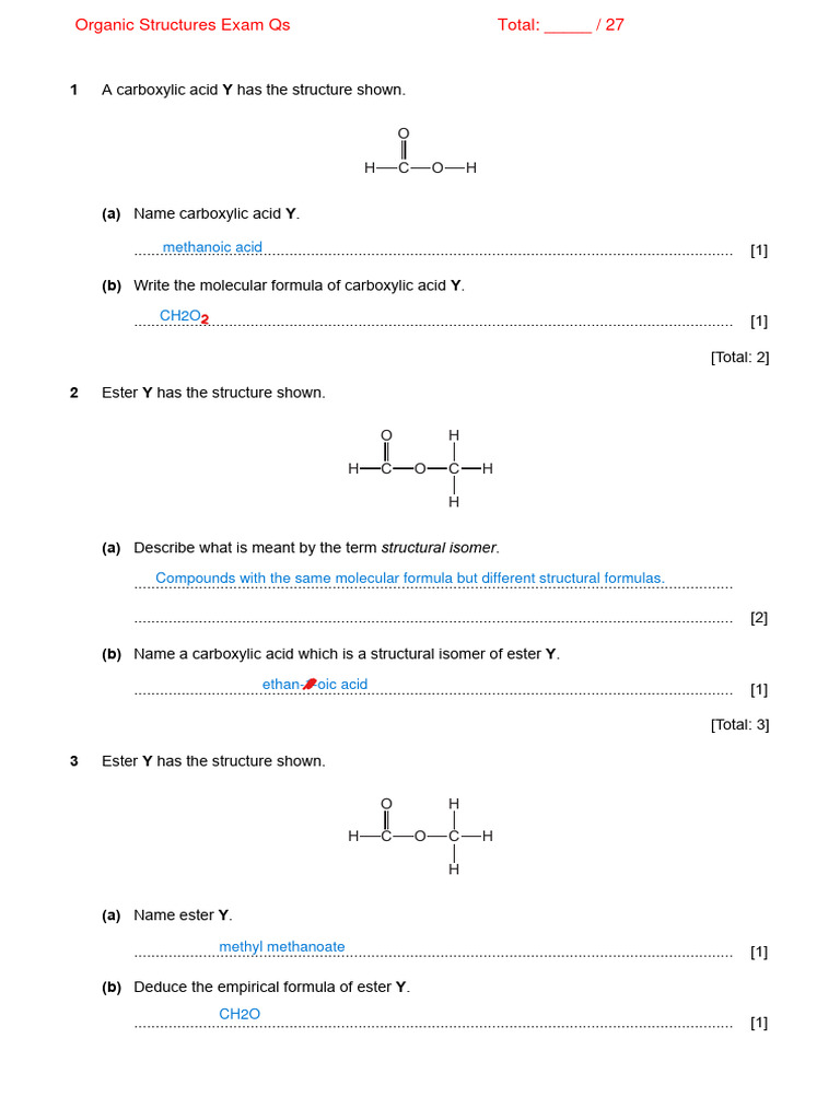 Organic Chemistry Worksheet | PDF | Ester | Polymers