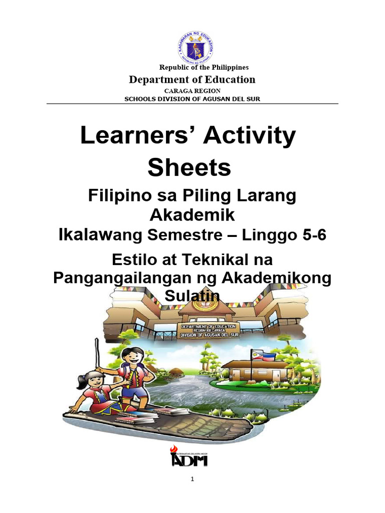 Las - Lc5-6-Filipino Sa Piling Larang (Akad) | PDF