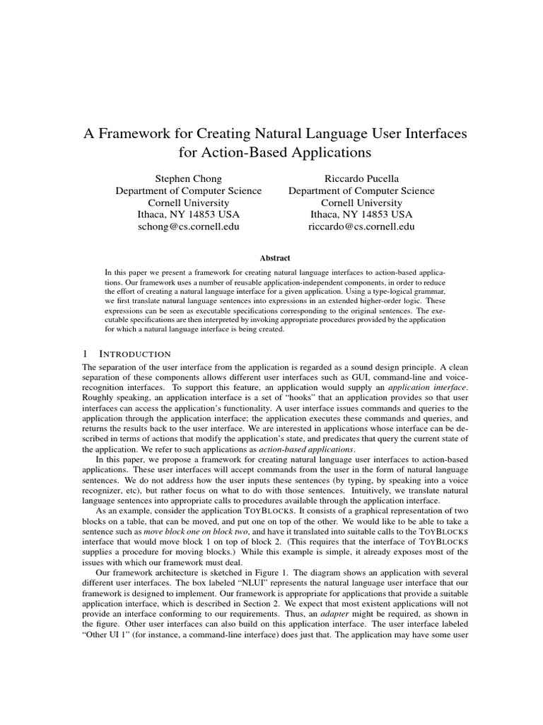 Natural Lang UI: A Framework For Creating Natural Language User Interfaces For Action-Based ...