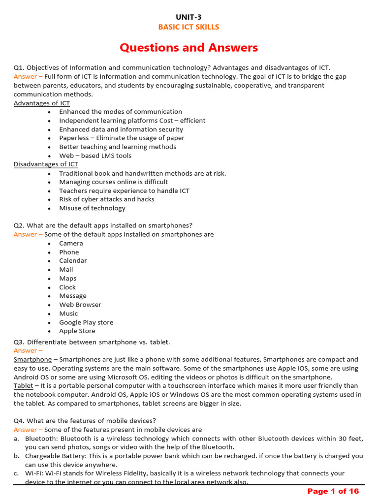 ICT Skills - QBank | PDF | Computer Data Storage | Smartphone ICT Skills - QBank | PDF | Computer Data Storage | Smartphone