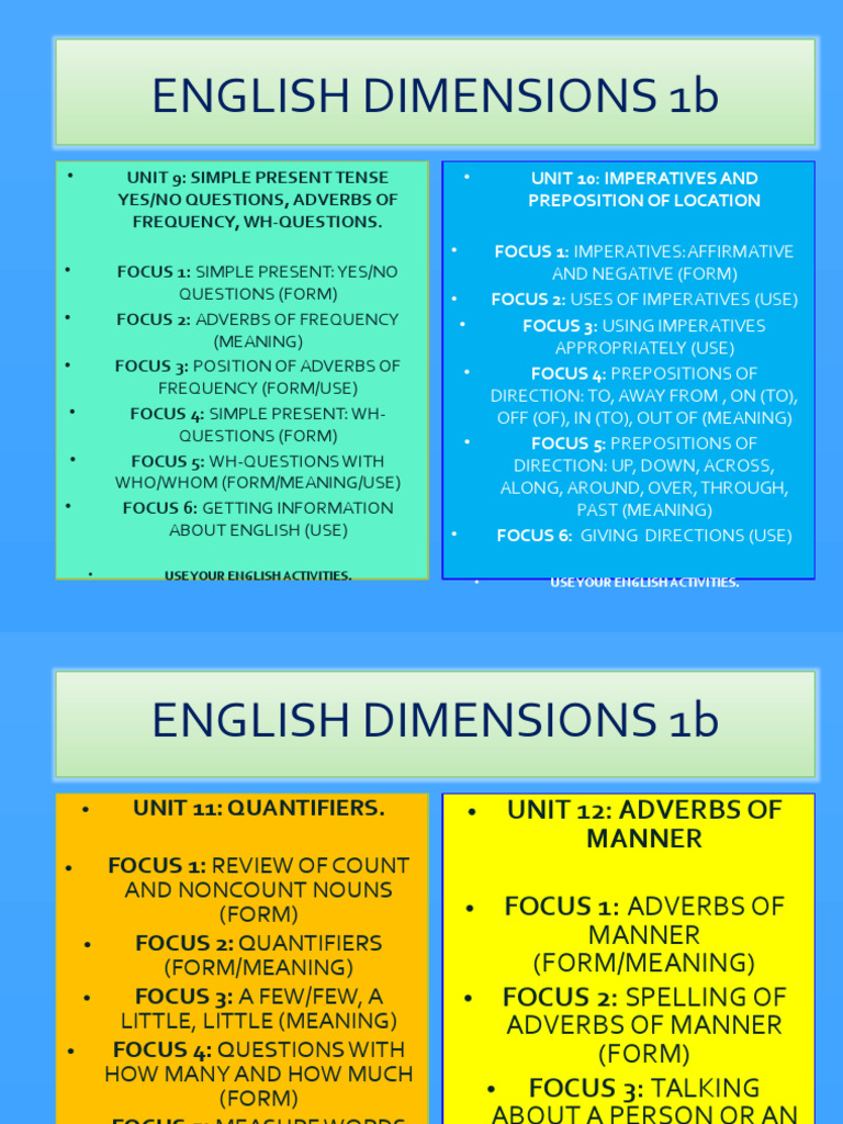 English Dimensions B | PDF | English Language | Adverb