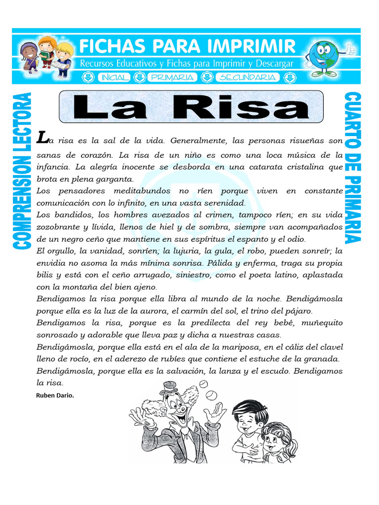 Ficha La Risa para Cuarto de Primaria | PDF | Estudios de idiomas extranjeros