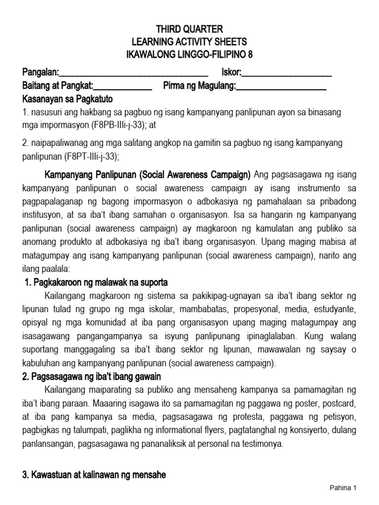 AAGV LAS W8 Q3 Fil8 | PDF