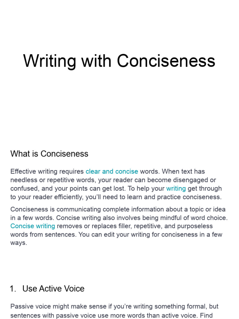 Writing With Conciseness | PDF | Verb | Word