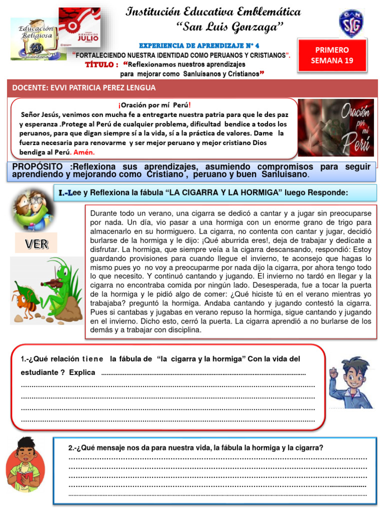 Ficha 19 Primero Eda 4 2024 | PDF | eucaristía