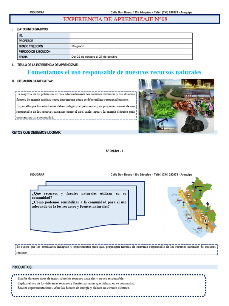 5° Grado - Experiencia de Aprendizaje N°08 | PDF | División (Matemáticas) | Decimal