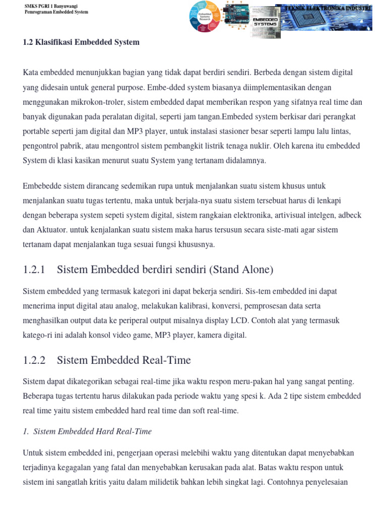 1.2 Klasifikasi Embedded System | PDF