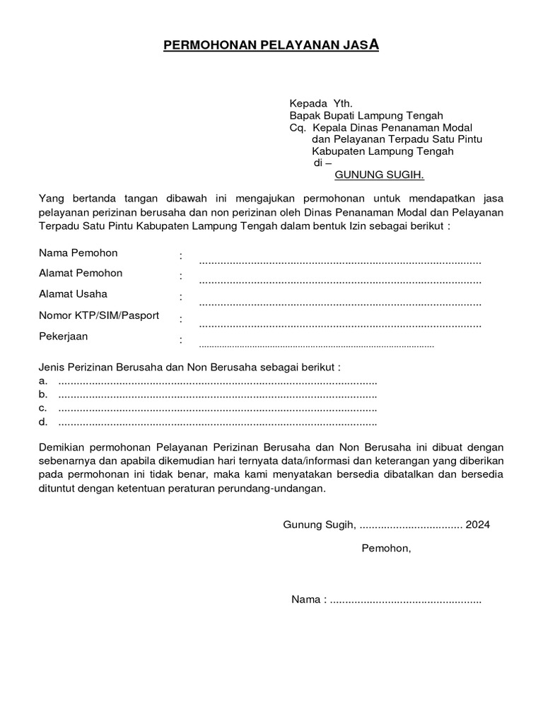 FORMULIR PERMOHONAN IZIN 2024-1 | PDF