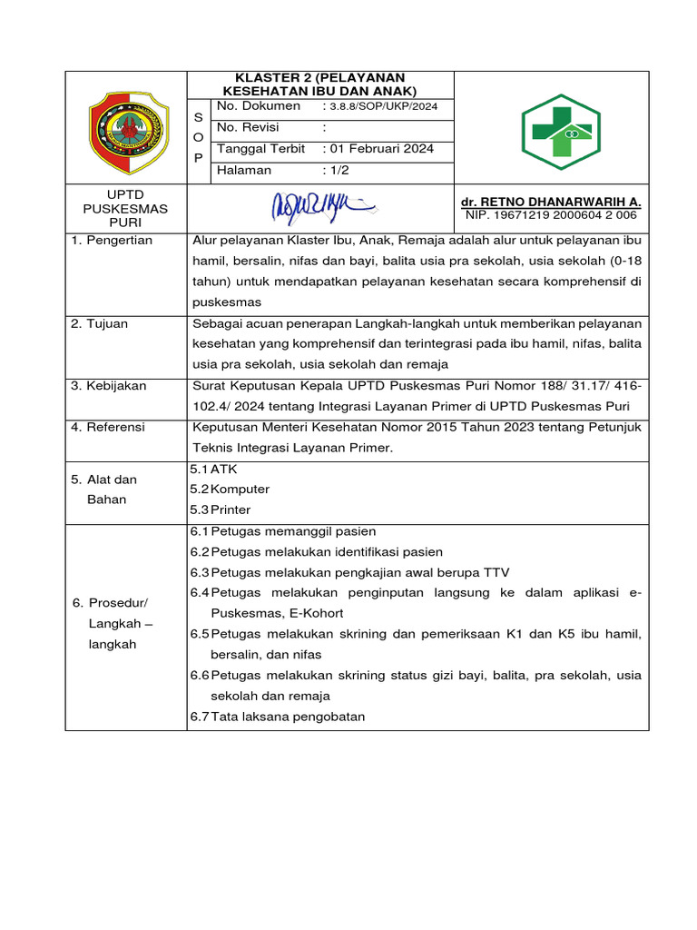 Sop Klaster 2 Kia | PDF