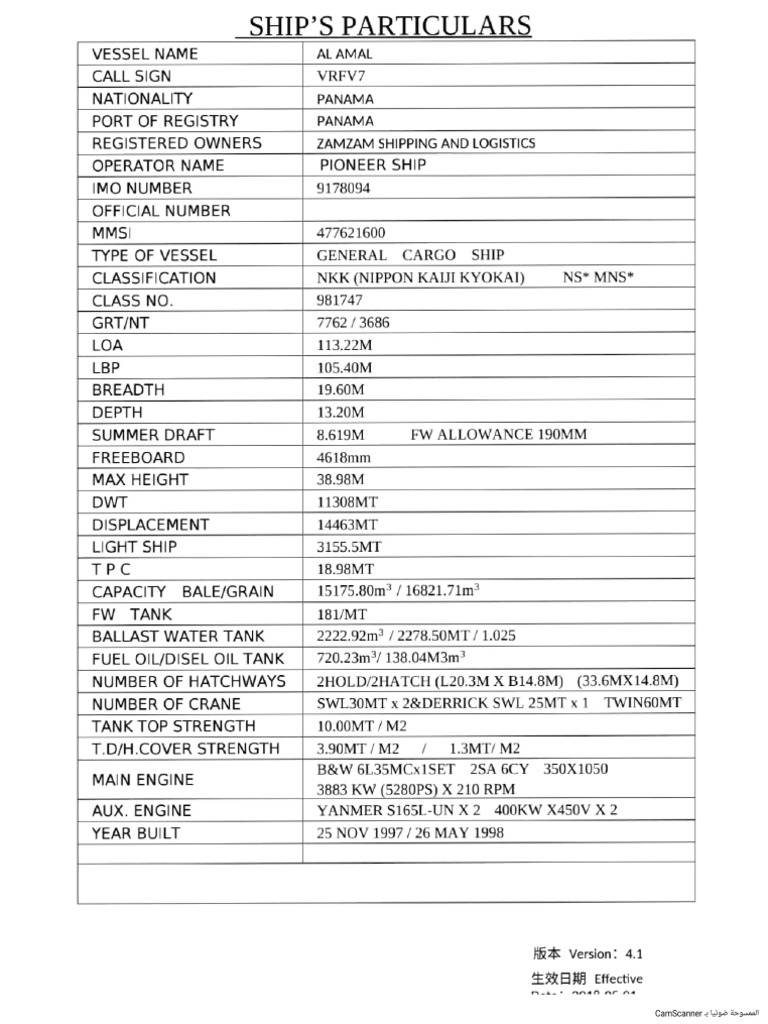 Ship Particular | PDF