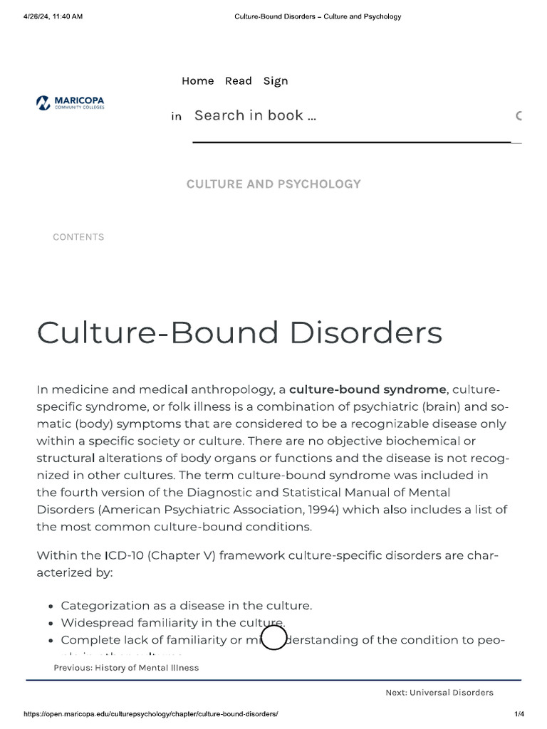 Culture Specific Disorders | PDF