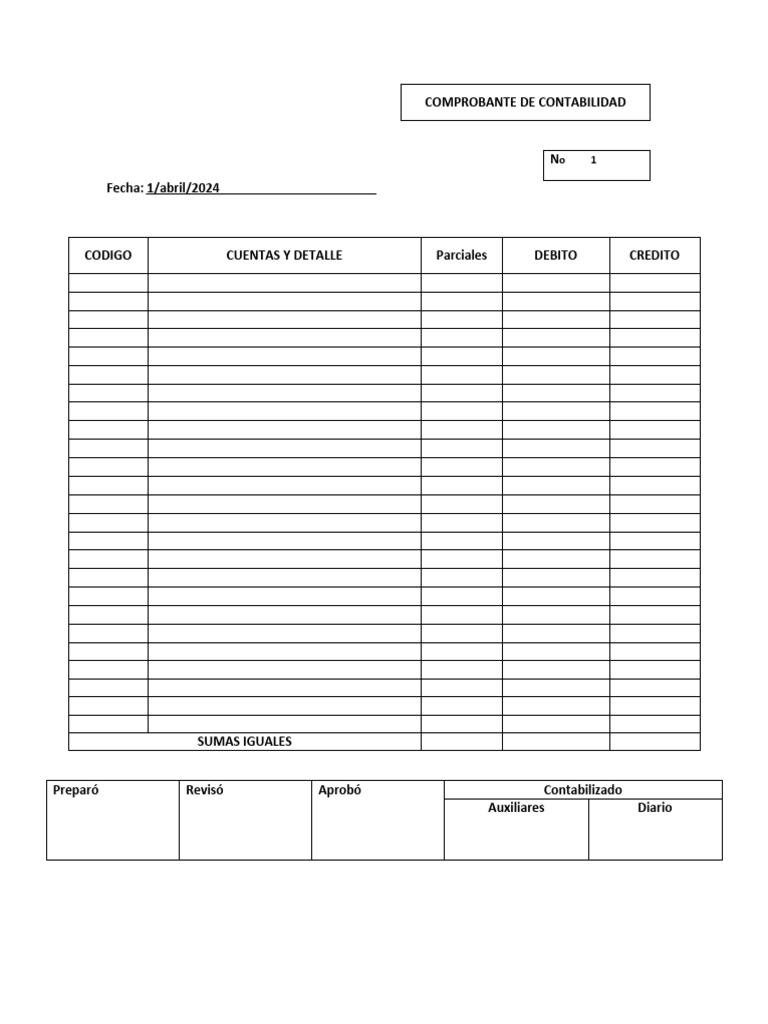 Comprobantes Contables Abril 2024 | PDF | Contabilidad | Cumplimiento ...
