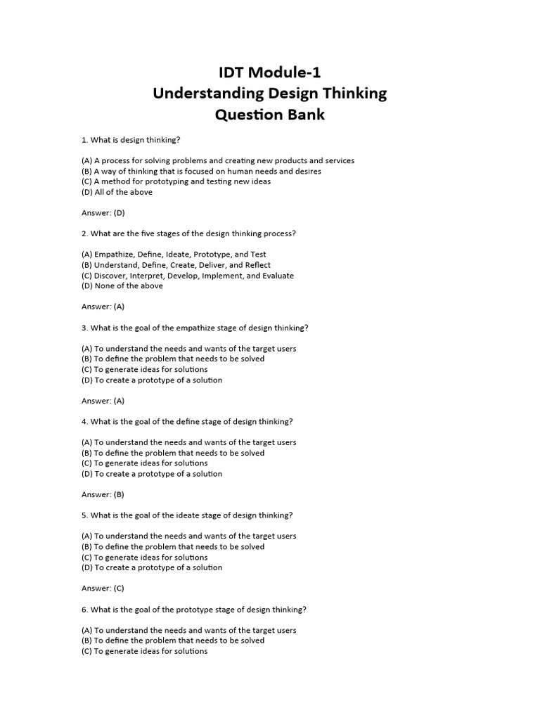 Mod 1 QB | PDF | Design Thinking | Prototype